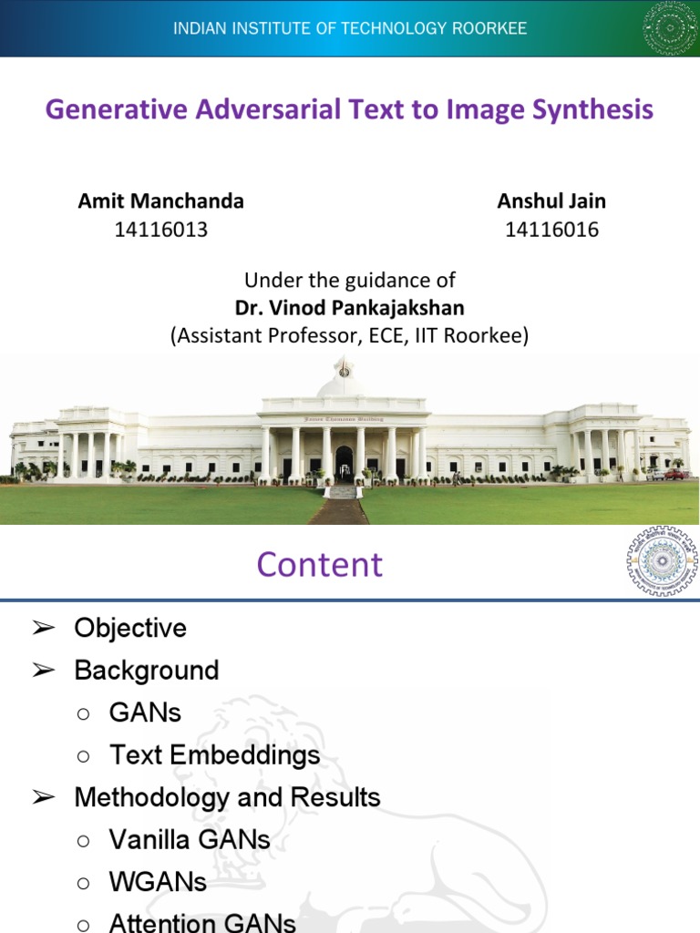 BTP Presentation On Text To Image Synthesis | PDF | Attention | Computer Science