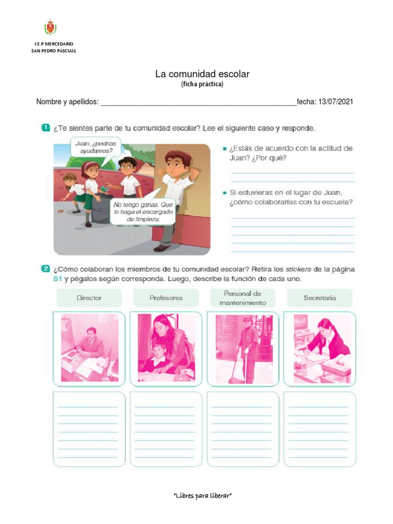 Ficha Práctica de la Comunidad Escolar | PDF