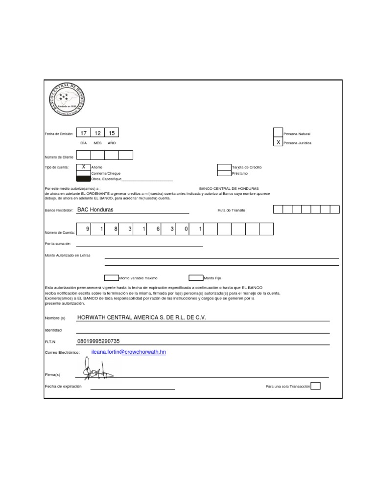 Formato Ach BCH | PDF
