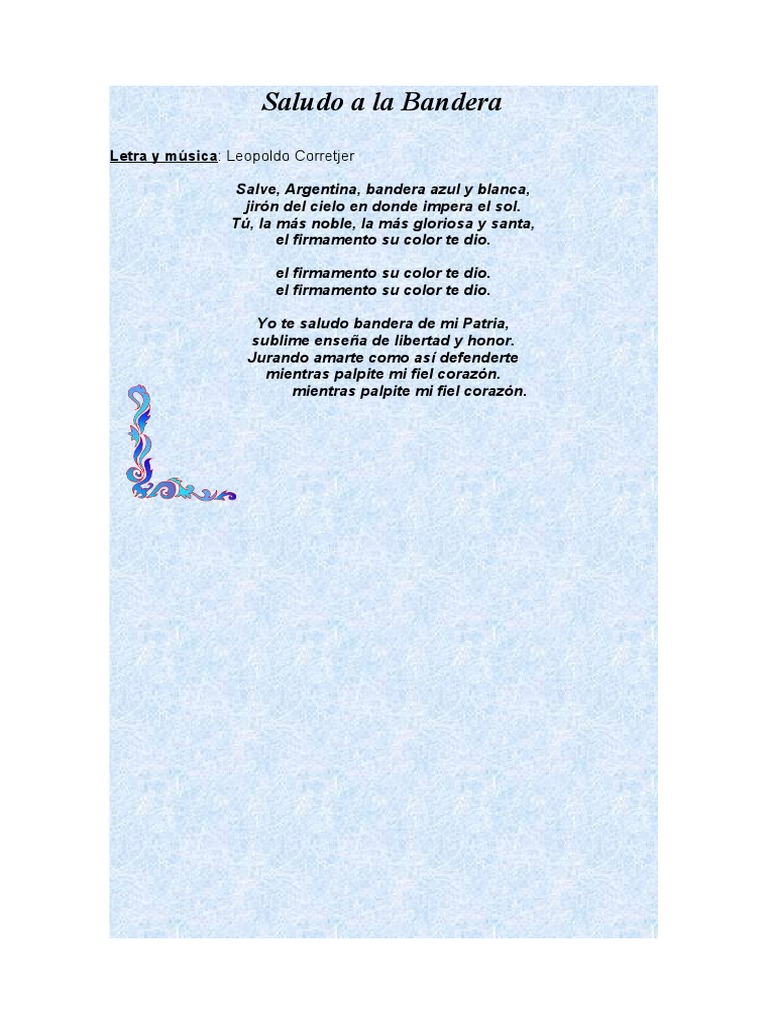 Letra del Saludo a la Bandera | PDF