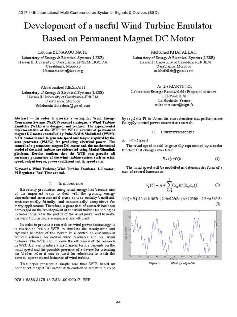 Development of A Useful Wind Turbine Emulator Based On Permanent Magnet ...