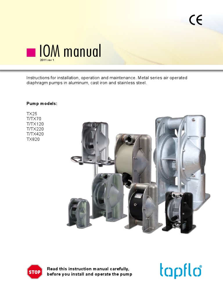 Tapflo Diaphragm Pump IOM Manual | PDF | Pump | Valve