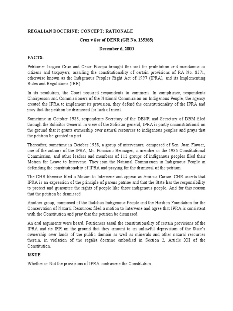 Regalian Doctrine Cases LTD | PDF | Intervention (Law) | Property