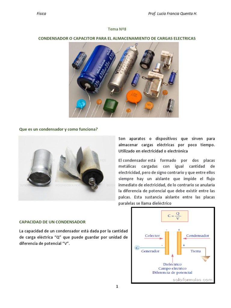 Nº8 Condensador para El Almacenamiento de Cargas Electricas | PDF ...
