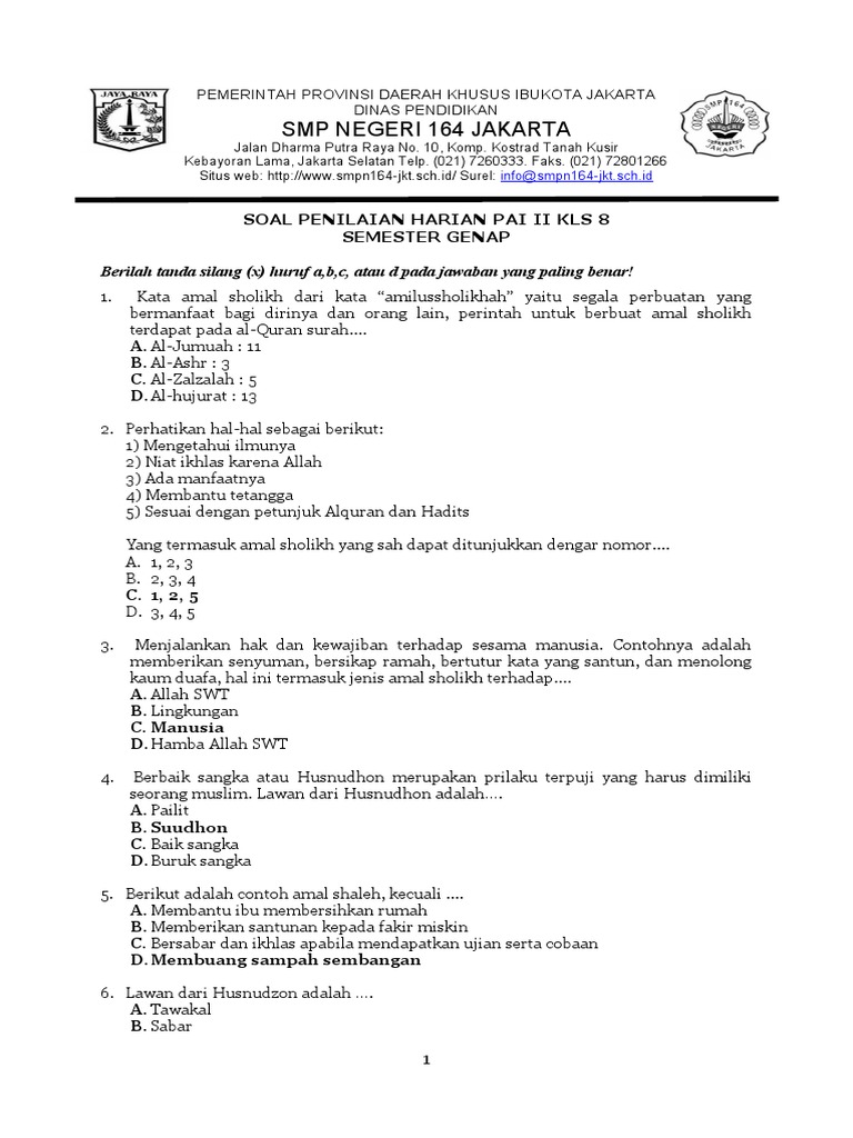 Soal PH 2 SMT 2 KLS 8 | PDF