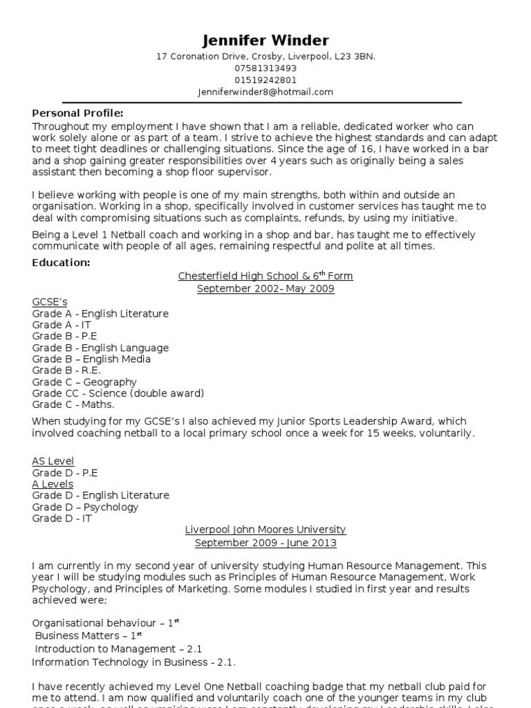 Jen CV | PDF | Employment | Business