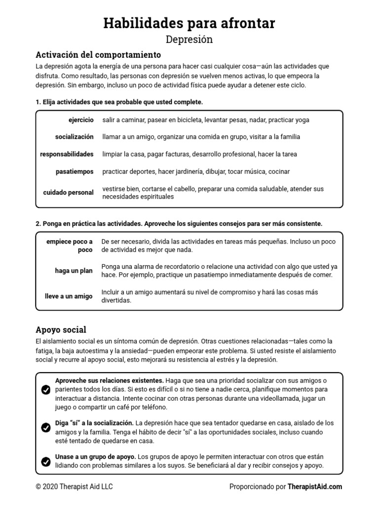 Coping Skills Depression Spanish | PDF | Depresión (estado de ánimo ...