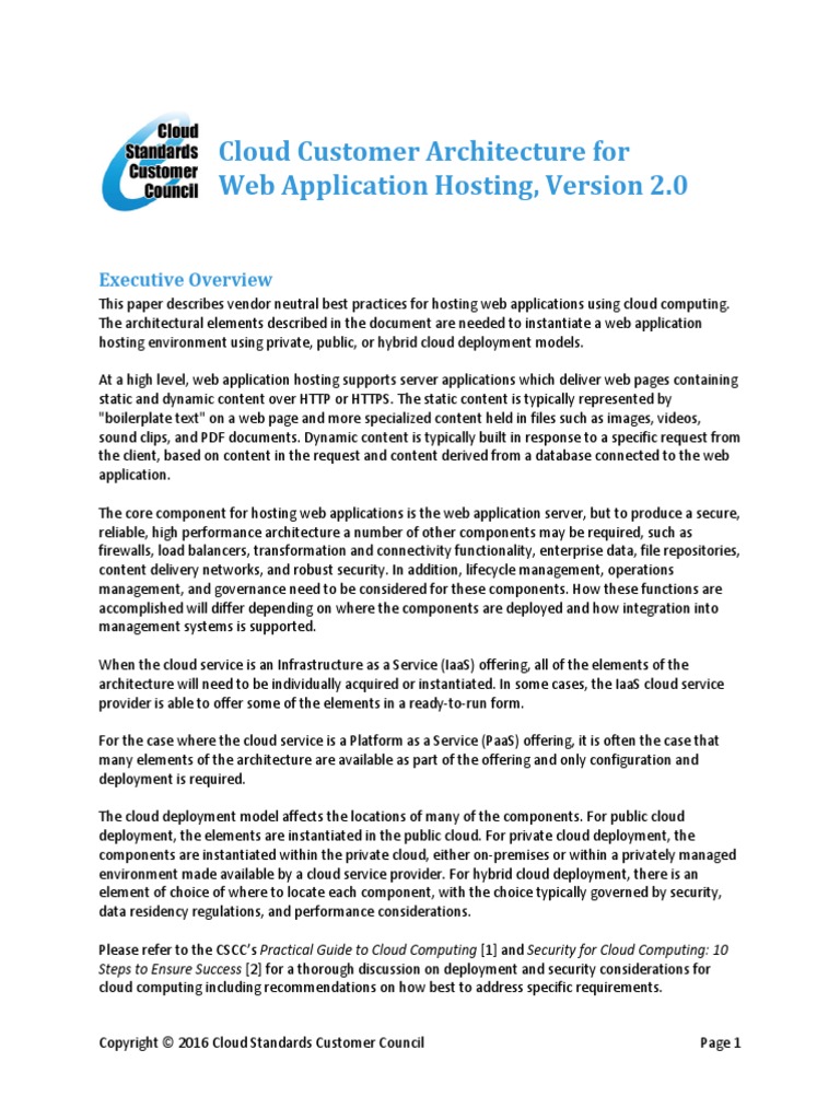 Cscc Cloud Customer Architecture For Web Application Hosting Pdf