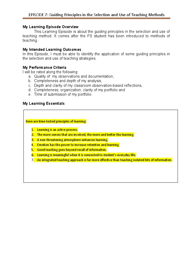Guiding Principles for Effective Teaching | PDF | Teaching Method ...