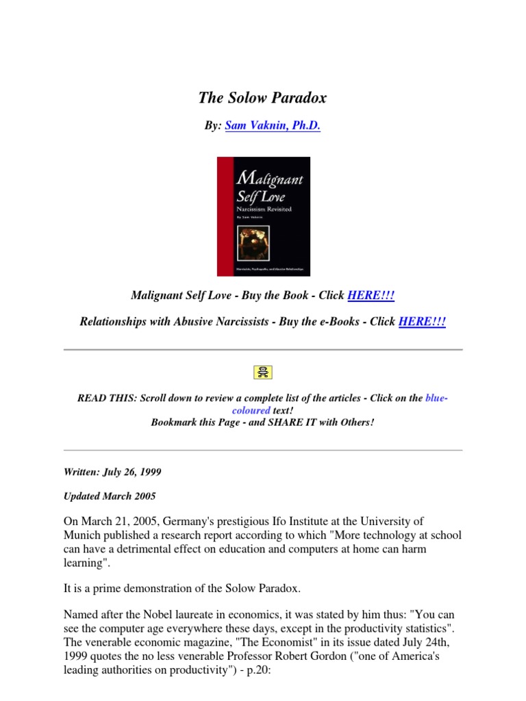 The Solow Paradox | PDF | Internet | Computer Network