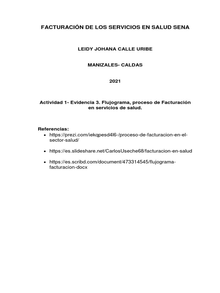 Flujograma Facturación de Los Servicios en Salud Sena | PDF | Hospital ...