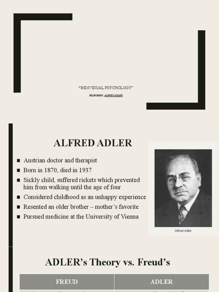 Adler's Individual Psychology Explained | PDF | Motivational | Motivation