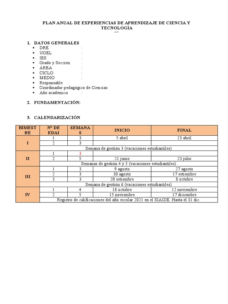 FORMATO - Programación Anual CyT | PDF | Aprendizaje | Evaluación
