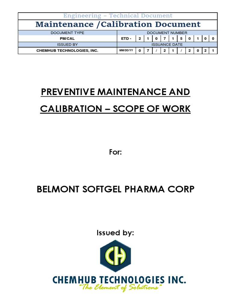 Preventive Maintenance and Calibration Scope of Work for a KRÜSS Manual ...