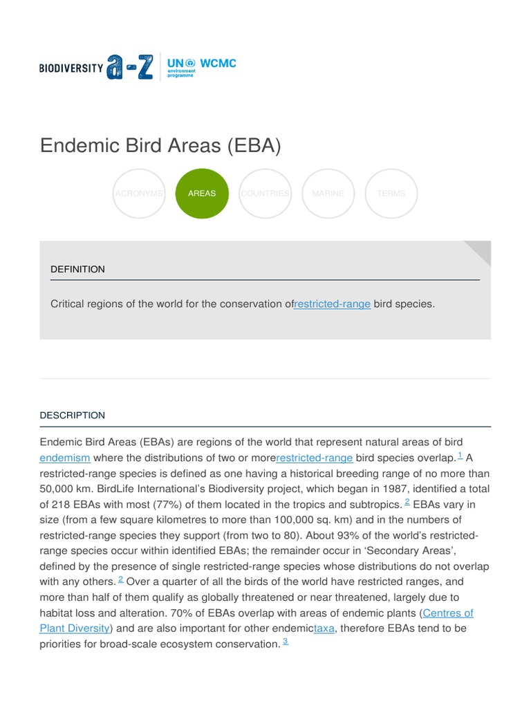 Endemic Bird Areas (EBA) : Restricted-Range | PDF | Species | Nature