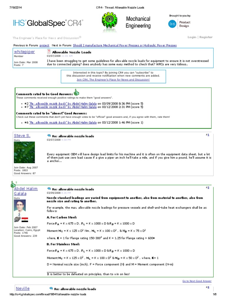 Allowable Nozzle Loads | PDF | Pump | Pipe (Fluid Conveyance)