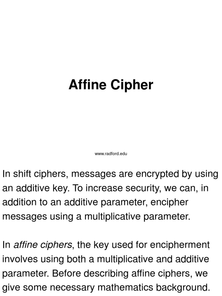 Affine Cipher: WWW - Radford.edu | PDF | Factorization | Cipher