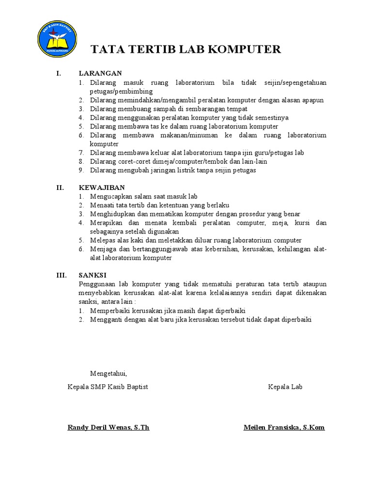 Tata Tertib Lab Komputer | PDF