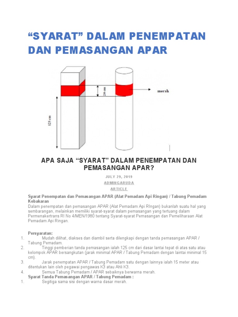 Syarat Pemasangan APAR | PDF