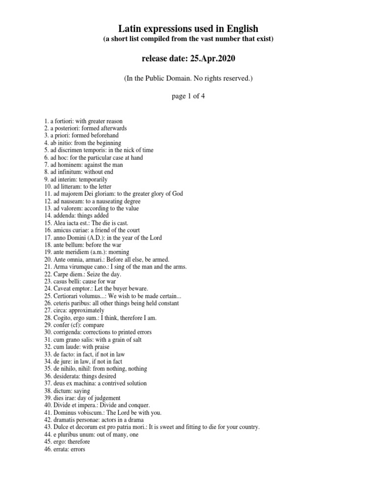 Latin Expressions Used in English | PDF