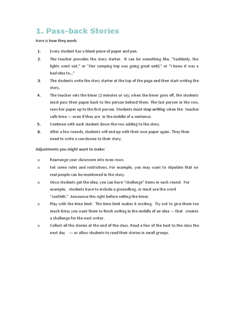 Pass-Back Stories: Adjustments You Might Want To Make | PDF