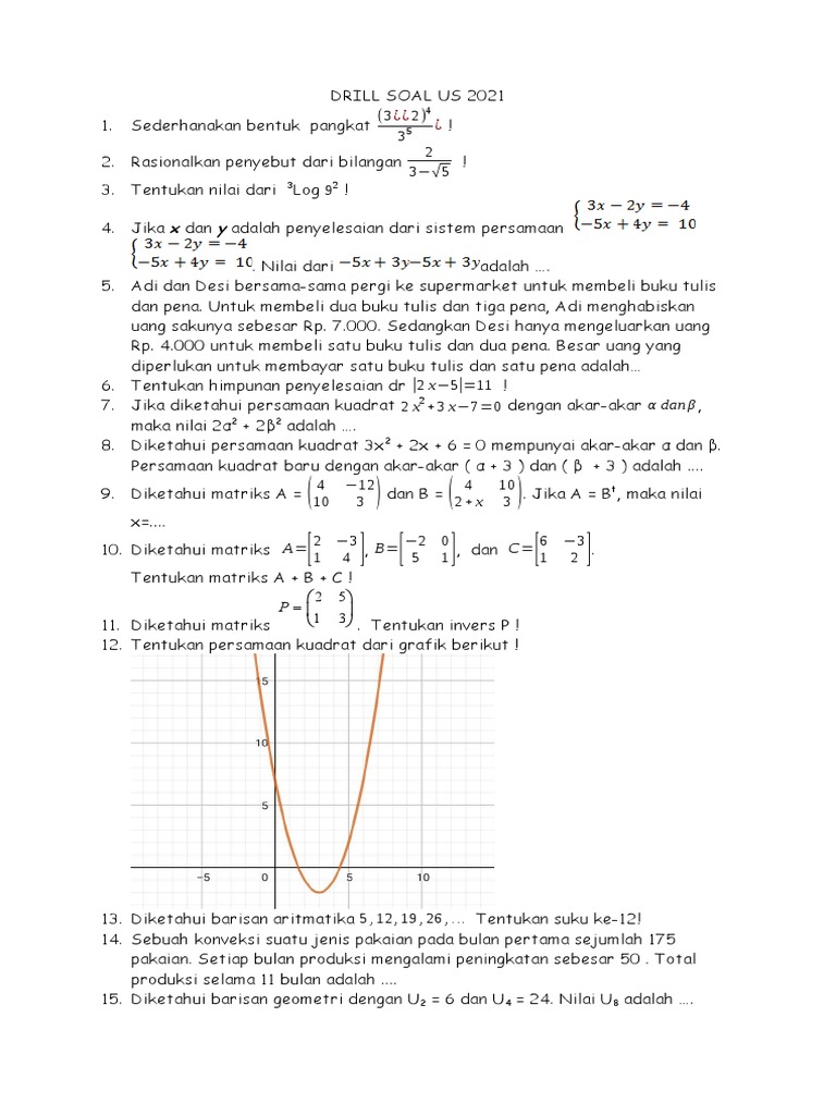 DRILL SOAL US 2021 Komplit | PDF