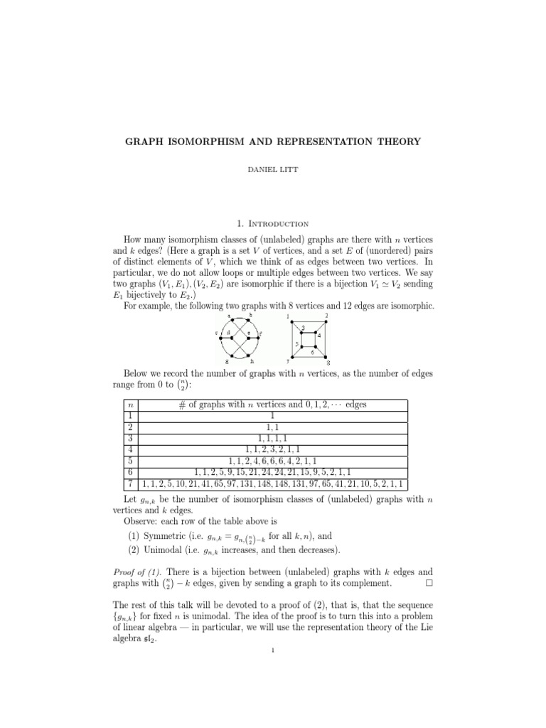 Graph Isomorphism and Representation Theory | PDF | Lie Algebra | Eigenvalues And Eigenvectors