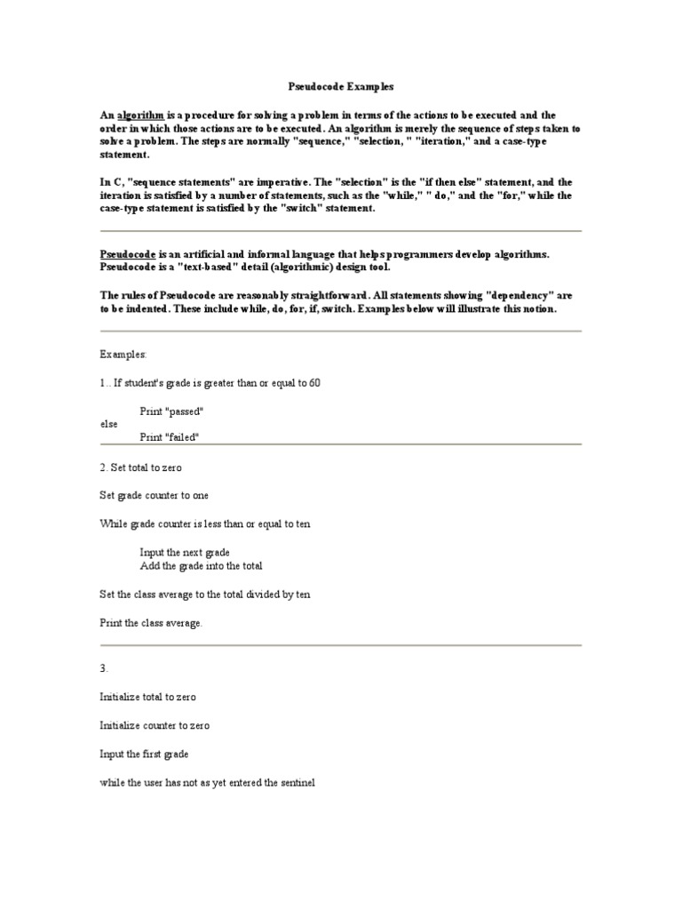 Pseudocode Examples Pdf Control Flow Algorithms