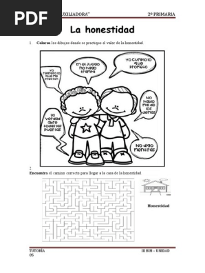 Dibujos Para Colorear De Honestidad Línea De Honestidad De Dos