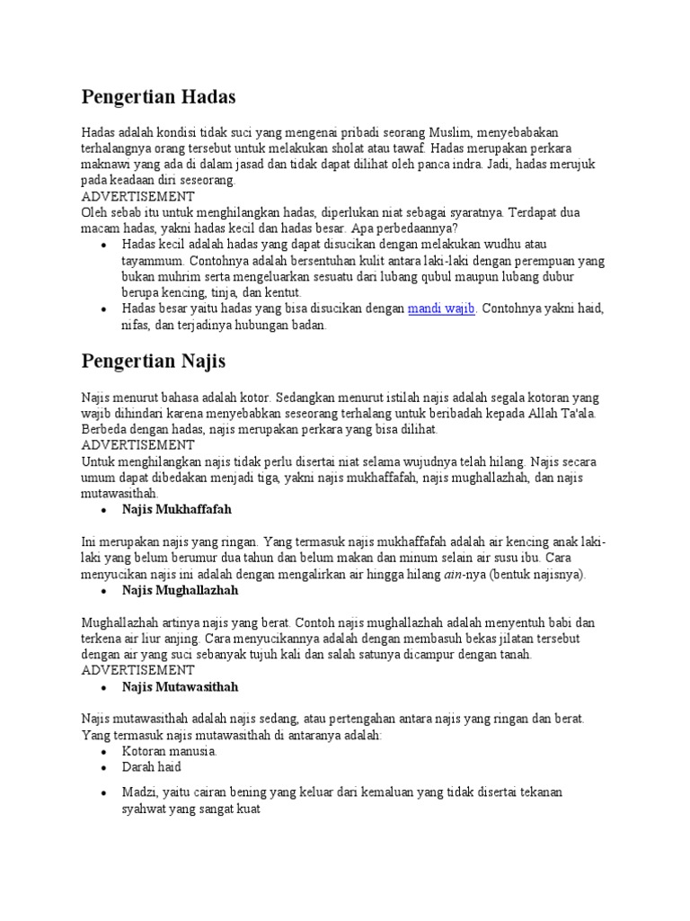 Pengertian Hadas | PDF