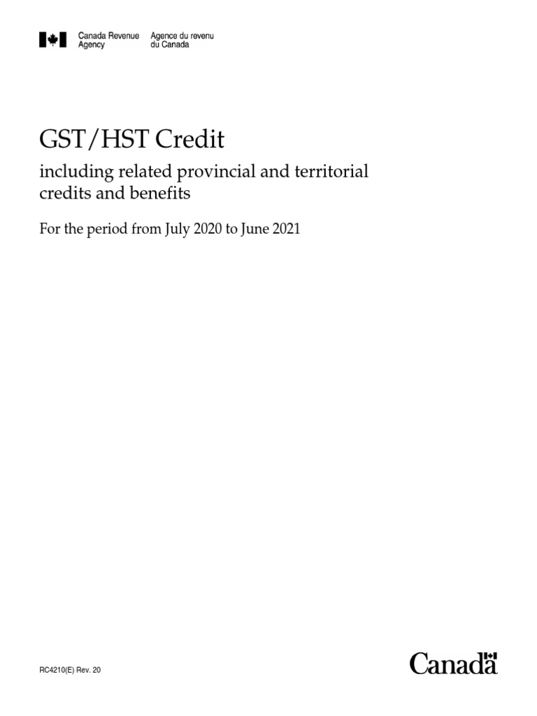 GST/HST Credit: Including Related Provincial and Territorial Credits ...