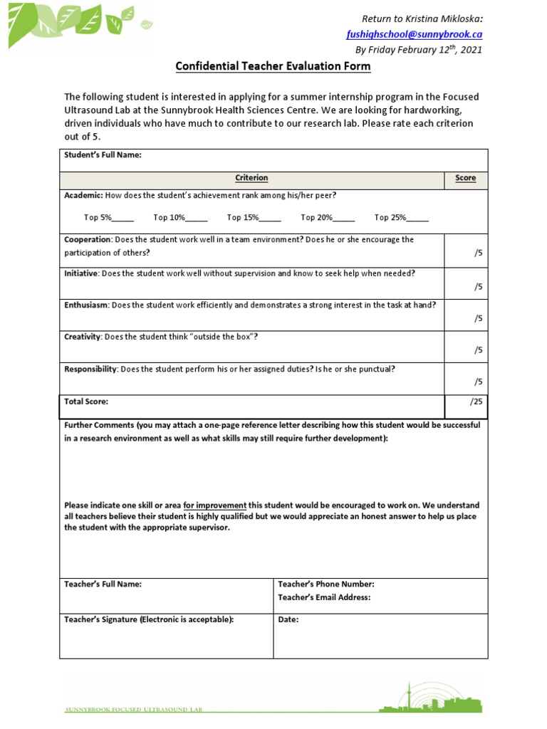 Confidential Teacher Evaluation Form 2021 | PDF | Communication | Pedagogy