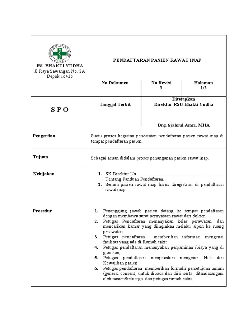 Penerimaan Rawat Inap | PDF