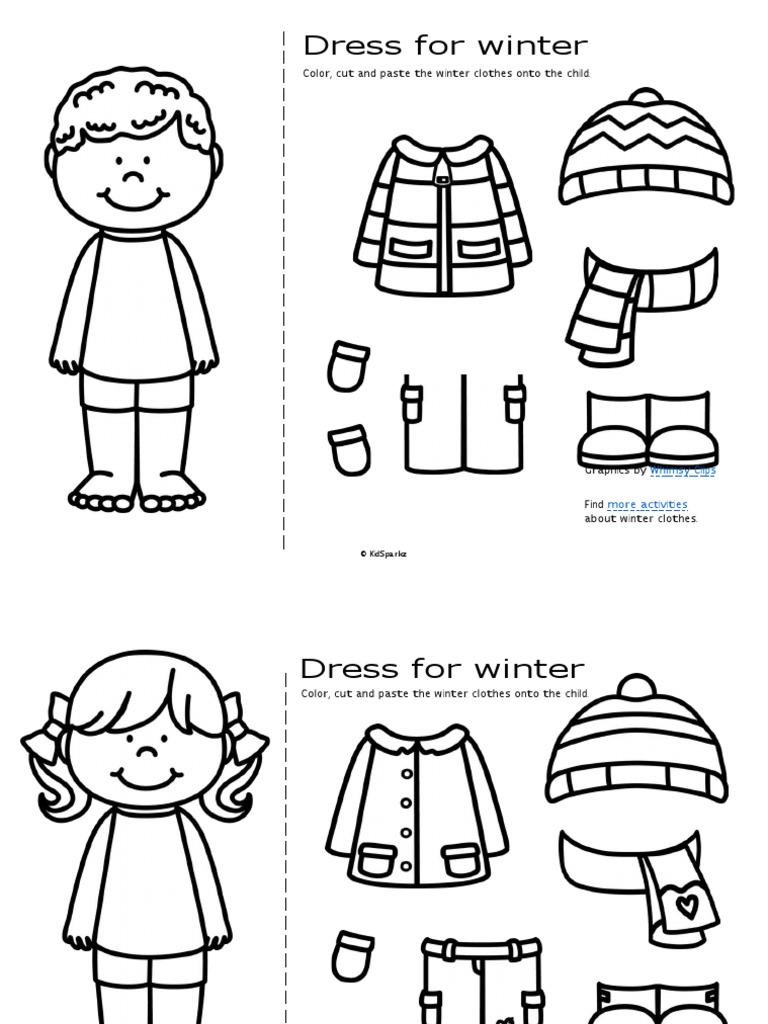 Dress For Winter: Color, Cut and Paste The Winter Clothes Onto The ...