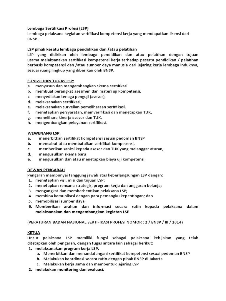 Jobdesk Pengurus | PDF