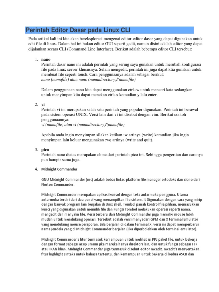 Editor CLI Dasar untuk Linux | PDF | Seni | Komputer