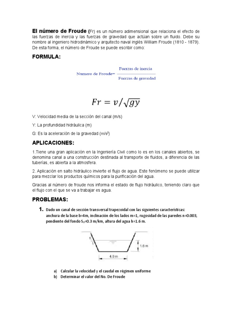 El Número de Froude | PDF | Numero Reynolds | Número de Mach