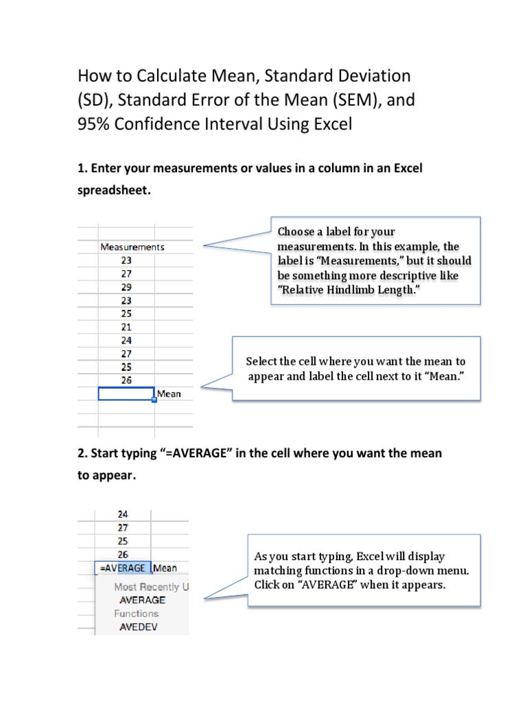Calculate Statistics Like Mean, Standard Deviation, SEM and 95% CI in ...