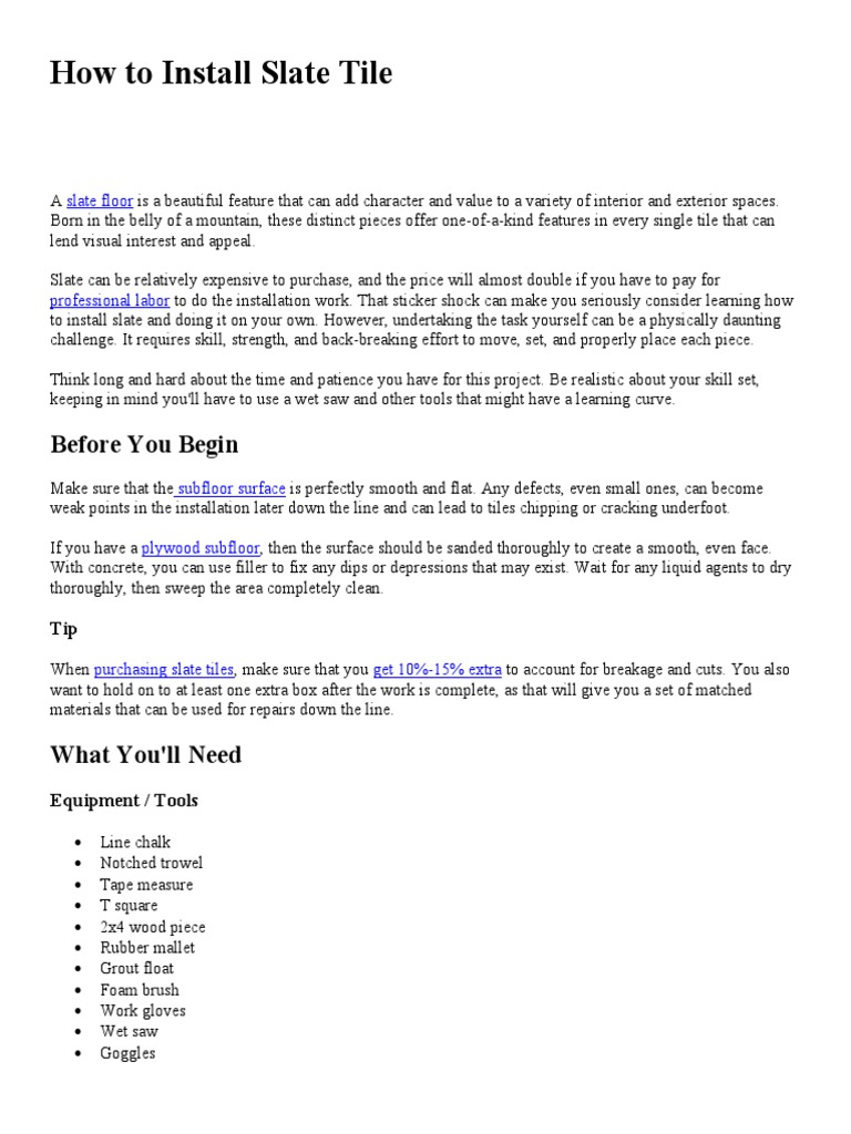 How To Install Slate Tile | PDF | Tile | Slate