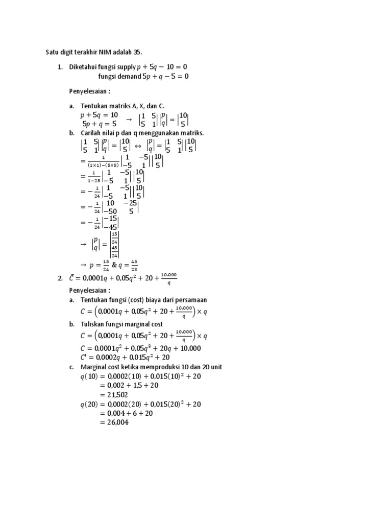Analisis Supply, Demand, dan Biaya Produksi | PDF