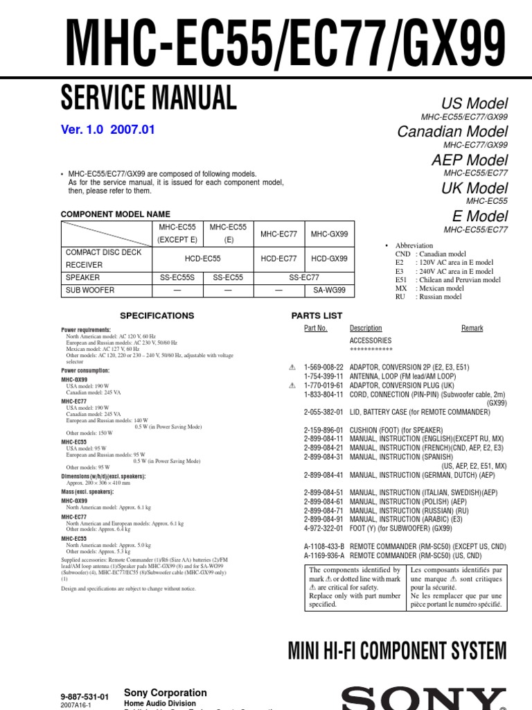 Mhc-Ec55 Ec77 GX99 | PDF | Alternating Current | Manufactured Goods