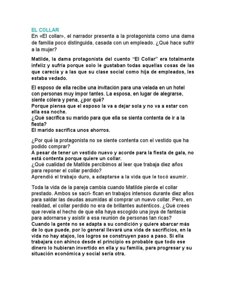 Preguntas El Collar | PDF