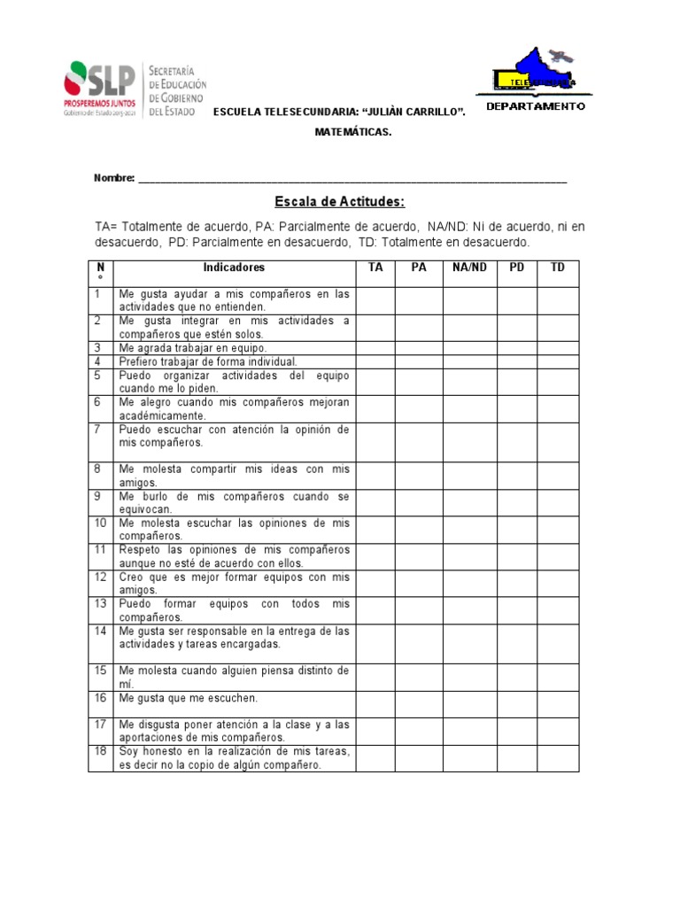 Escala De Actitudes Pdf