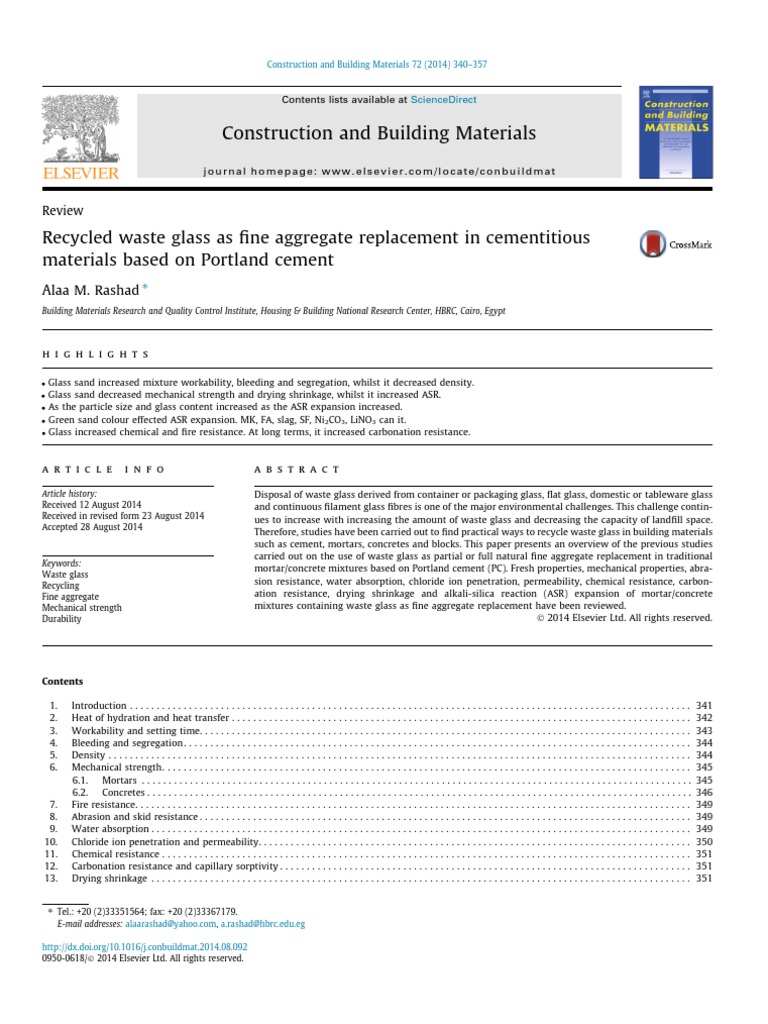 Recycled Glass in Cement Aggregates | PDF | Concrete | Cement