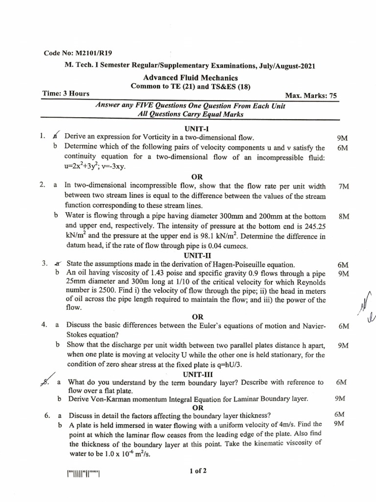 Mtech Thermal Engineering 2021 1-1 Sem Question Papers (Thermal ... Mtech Thermal Engineering 2021 1-1 Sem Question Papers (Thermal ...