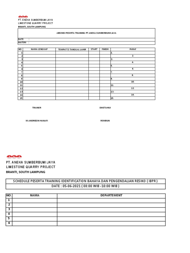 Absensi Training | PDF