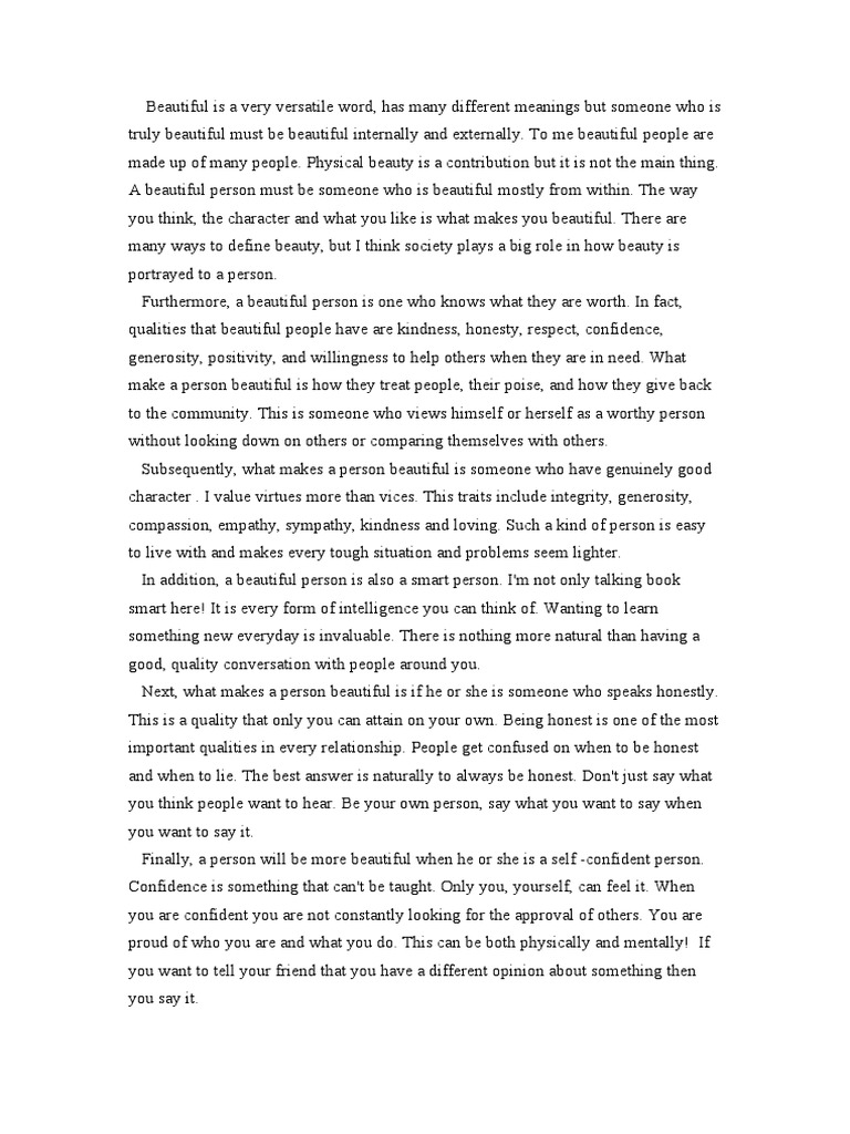 What Makes People Beautiful | PDF | Generosity | Beauty