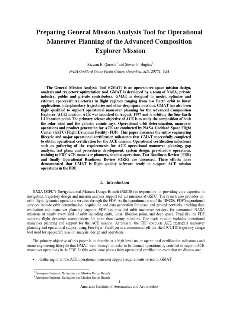 GMAT FlightQualification-ACE | PDF | Goddard Space Flight Center ...