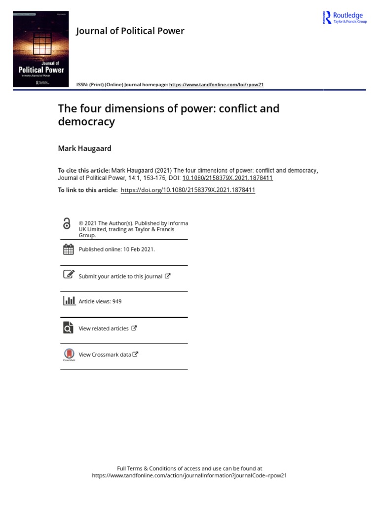 The Four Dimensions of Power Conflict and Democracy de Mark Haugaard ...