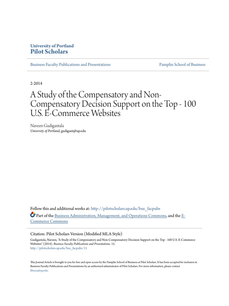 Compensatory vs Non-Compensatory Strategies | PDF | Online Shopping ...